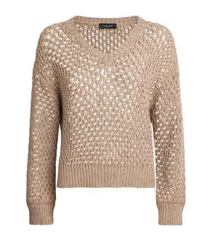 Fabiana Filippi Cotton-blend V-neck Sweater - Beige
