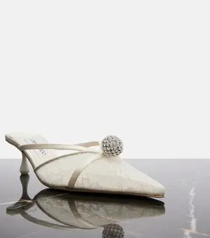 JIMMY CHOO Sana Embellished Lace Mules