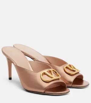 Valentino Garavani Vlogo Metallic Leather Mules - Pink