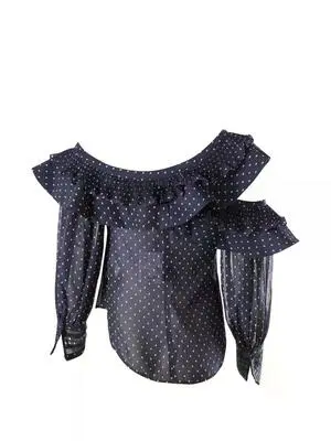 SELF-PORTRAIT Plumetis Frilled One-shoulder Top