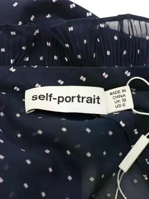 SELF-PORTRAIT Plumetis Frilled One-shoulder Top