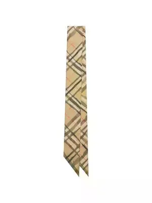 Burberry Skinny Watercolour Check Silk Scarf - Neutrals