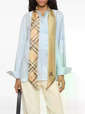 Burberry Skinny Watercolour Check Silk Scarf - Neutrals