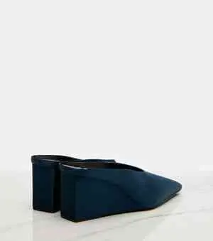 Alaïa Cube Satin Wedge Mules - Blue