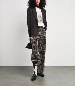 GANNI Leopard Print Wide-leg Jeans