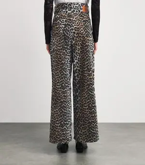GANNI Leopard Print Wide-leg Jeans