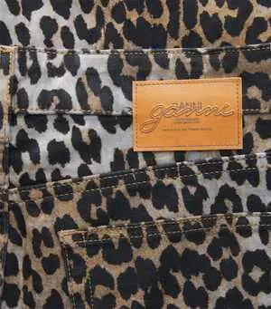 GANNI Leopard Print Wide-leg Jeans