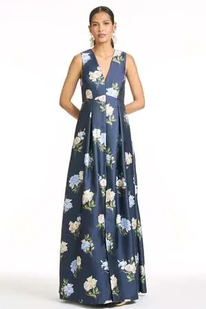 Sachin & Babi Brooklynne Printed Mikado Gown - Maritime Corsage