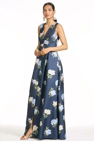Sachin & Babi Brooklynne Printed Mikado Gown - Maritime Corsage