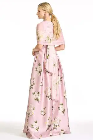 Sachin & Babi Brooklynne Printed Mikado Gown - Rose Quartz Tea Roses