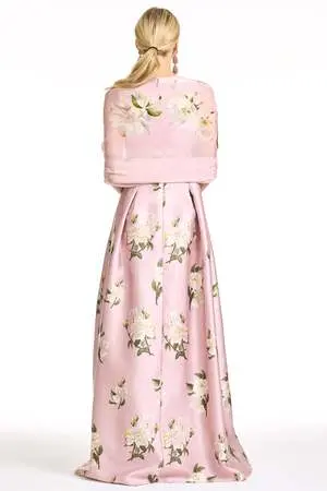 Sachin & Babi Brooklynne Printed Mikado Gown - Rose Quartz Tea Roses