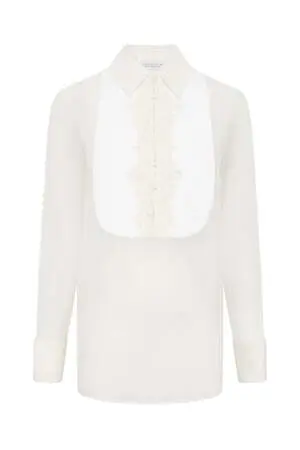 Gabriela Hearst Oriana Lace Blouse In Silk Organza - Ivory