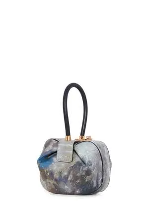 Gabriela Hearst Demi Moon Bag In Painted Textured Leather - Dark Navy