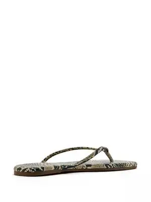 Tkees Lily Snakeskin Square-toe Sandals - Neutrals
