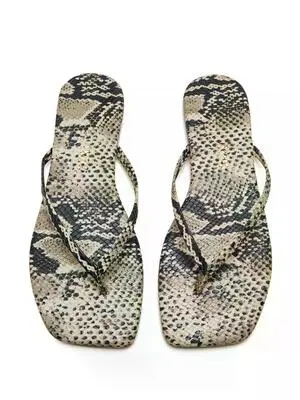 Tkees Lily Snakeskin Square-toe Sandals - Neutrals