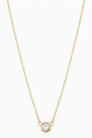 ORADINA 14k Solid Gold 0.5 Cttw Lab Diamond Bezel Necklace - Yellow Gold/ Lab Diamonds