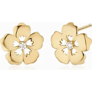 ORADINA 14k Sakura Stud Earrings - Yellow Gold