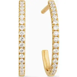 ORADINA 14k Yellow Gold Diamond Open Hoops