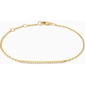 ORADINA 14k Yellow Solid Gold Brooklyn Bar Diamond Bracelet - Yellow Gold/ Natural Diamonds