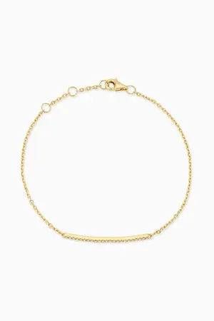 ORADINA 14k Yellow Solid Gold Brooklyn Bar Diamond Bracelet