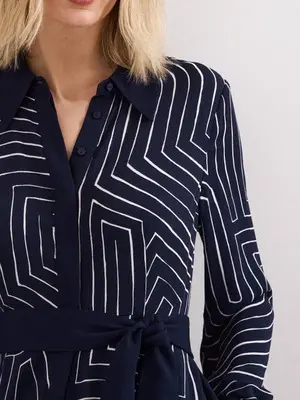 PHASE EIGHT Charlotte Long-sleeve Belted Midi Shirt Dress