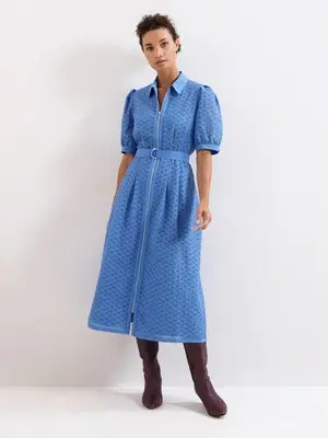 PHASE EIGHT Casey Belted Midi Dress - Pale Blue