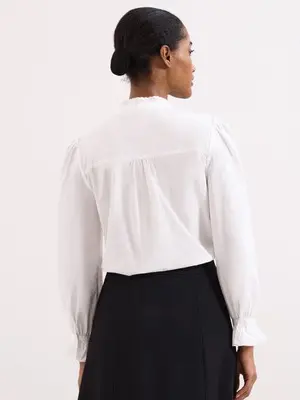 PHASE EIGHT Laurie Pleated Embroidered Cotton Blouse