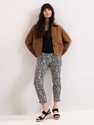 PHASE EIGHT Carmella Printed Cropped Trousers - Black/ivory