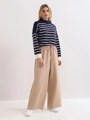 PHASE EIGHT Wide Leg Stripe Detail Skye Trousers - Camel