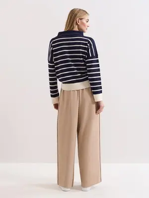 PHASE EIGHT Wide Leg Skye Trousers With Stripe Detail