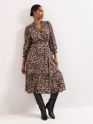 PHASE EIGHT Carra Leopard Midi Dress - Multi