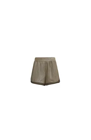 Brunello Cucinelli Leather Shorts - Khaki