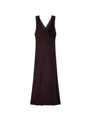 Sandro Lace V-neck Maxi Dress - Brown