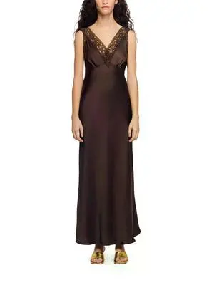 Sandro Lace Collar Maxi Dress