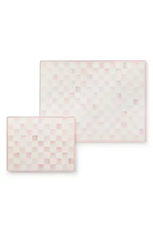 MACKENZIE-CHILDS Check Set Of 2 Glass Cutting Boards - Rosy