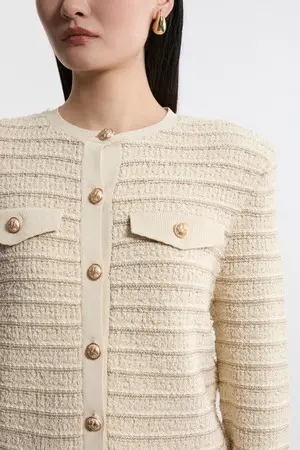 Karen Millen Textured Military Trim Knit Jacket