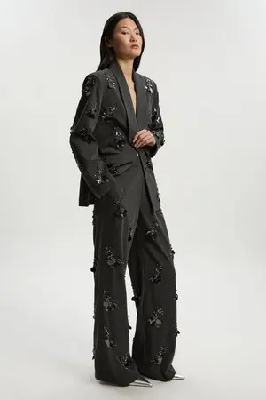 Karen Millen Embellished Single-breasted Blazer - Grey
