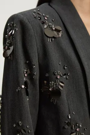 Karen Millen Embellished Single-breasted Blazer