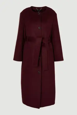 Karen Millen Wool Single Breasted Belted Maxi Coat