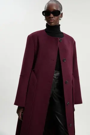 Karen Millen Wool Single Breasted Belted Maxi Coat