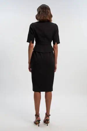 Karen Millen Asymmetric Neck Belted Pencil Midi Dress