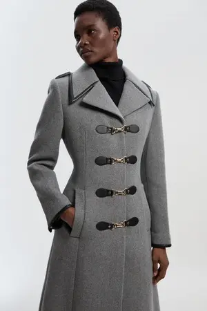 Karen Millen Wool Military Tailored Midi Coat