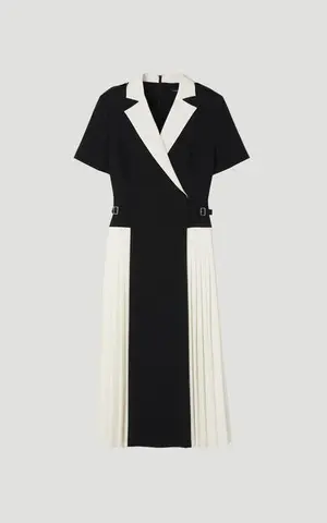 Karen Millen Tailored Crepe Pleated Midi Shirt Dress