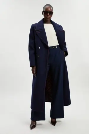 Karen Millen Tailored Padded Lined Midi Coat - Navy