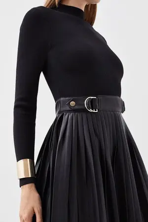 Karen Millen Knitted Top Pleated Skater Dress