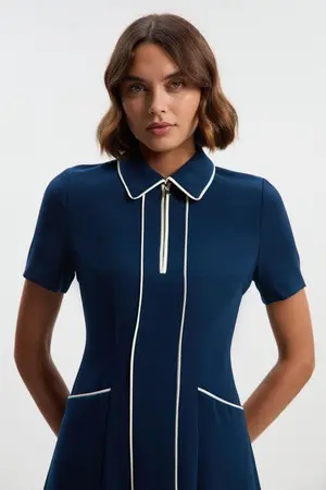 Karen Millen Tailored Zip-collar Midi Shirt Dress