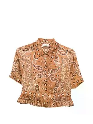 Sandro Bandana Print Cropped Shirt - Brown