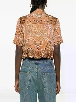 Sandro Bandana Print Cropped Shirt - Brown