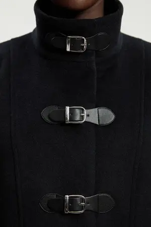 Karen Millen Brushed Wool Buckle Detail Short Coat