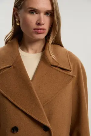 Karen Millen Brushed Wool Double Breasted Short Coat